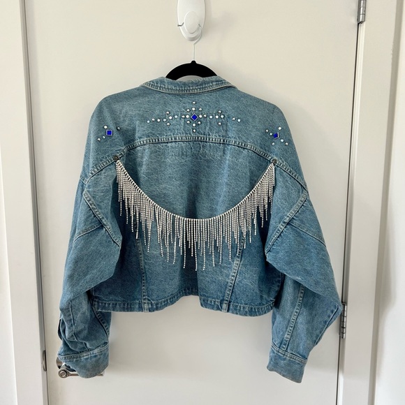 Jackets & Coats | Vintage Beadazzled Oversized Jean Jacket With ...